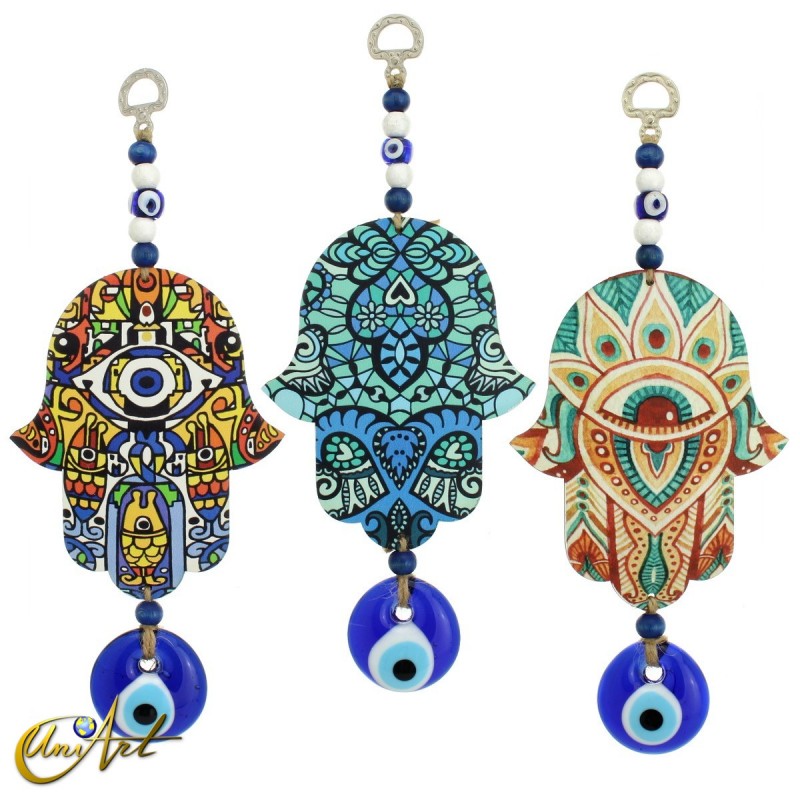 Buy wooden hand of Fatima with the Turkish evil eye