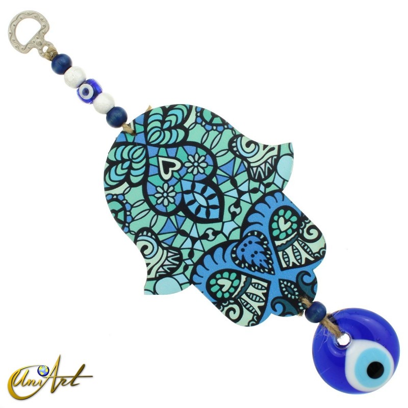 Buy wooden hand of Fatima with the Turkish evil eye