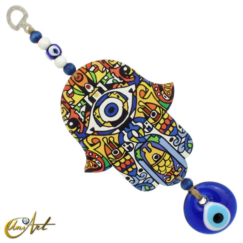 Buy wooden hand of Fatima with the Turkish evil eye