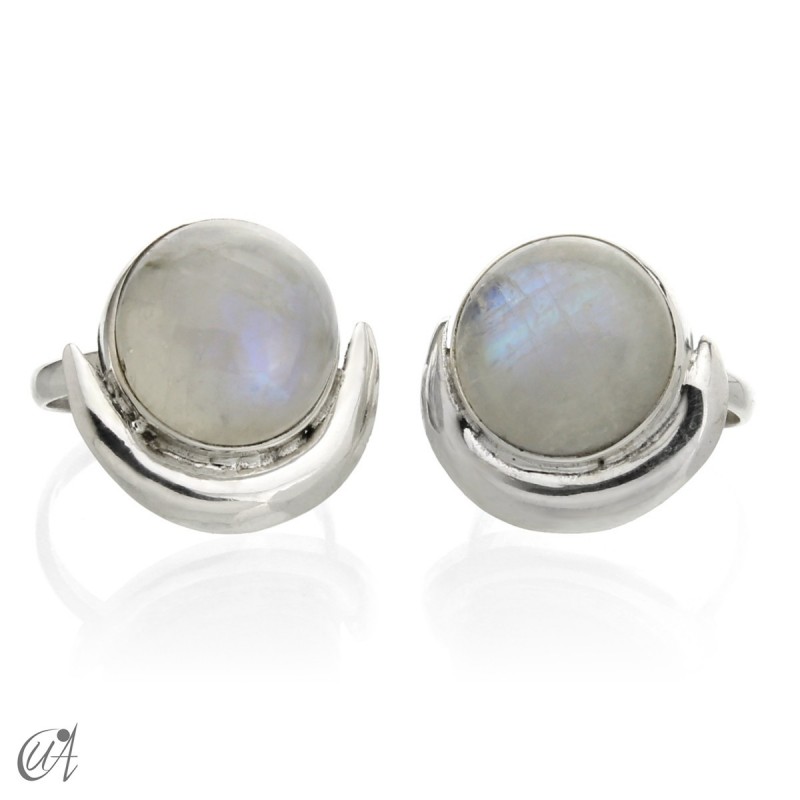 Chandra model rings in 925 silver and natural minerals.