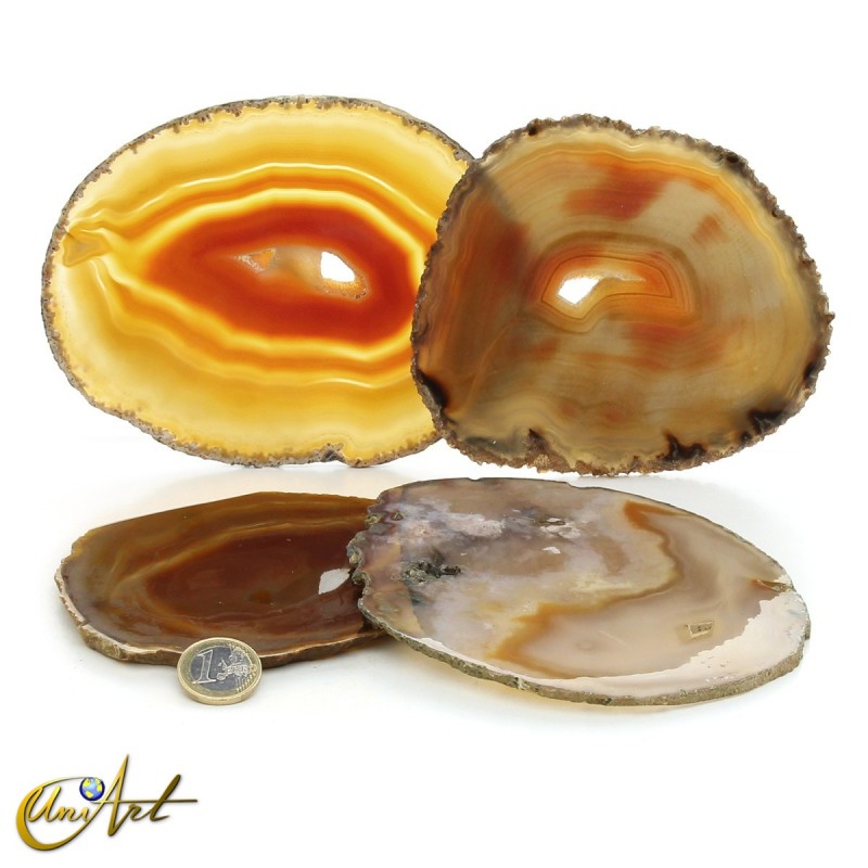 Comprar láminas de ágata color natural, varios tamaños, precio por peso.