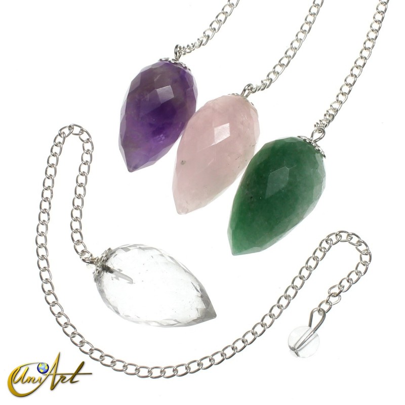 Briolette-cut mineral pendulum