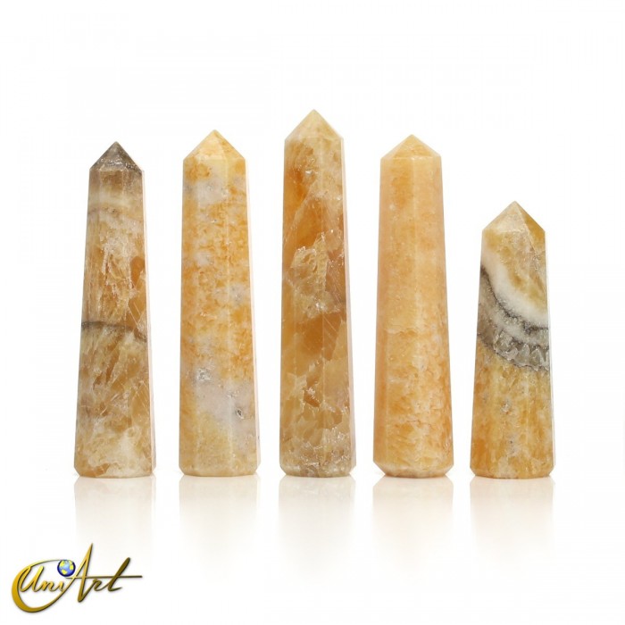 Eight-Sided Faceted Yellow Calcite Points