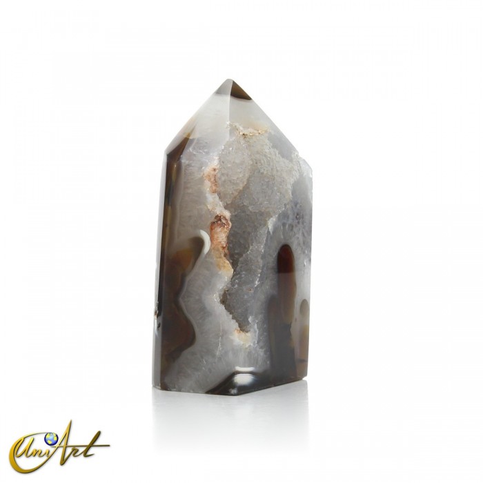Natural Agate Point with Interior Crystallization