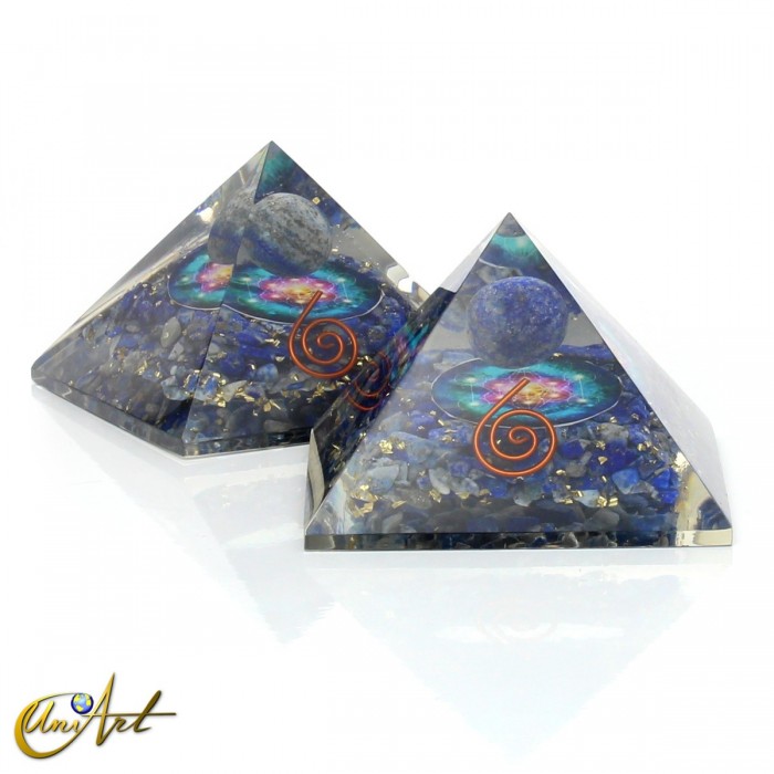 Handcrafted Orgone Pyramid with Floating Sphere and Metatron Symbol