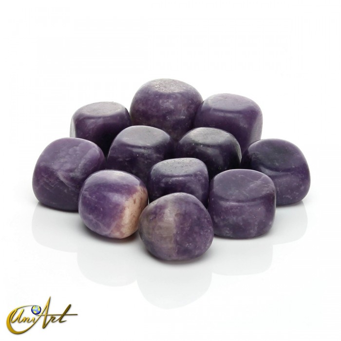 Natural lepidolite tumbled stones, 200 grams bag