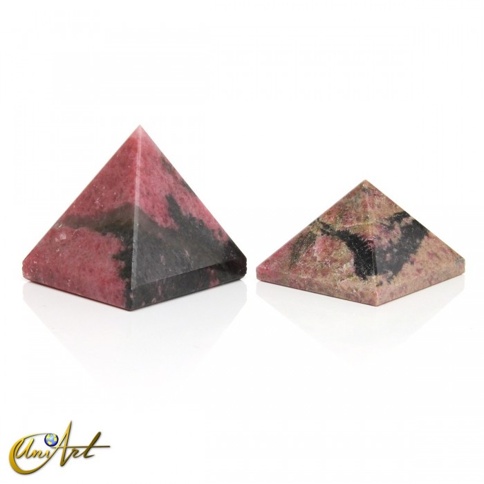 Natural Rhodonite Pyramids with Beautiful Veins and Inclusions