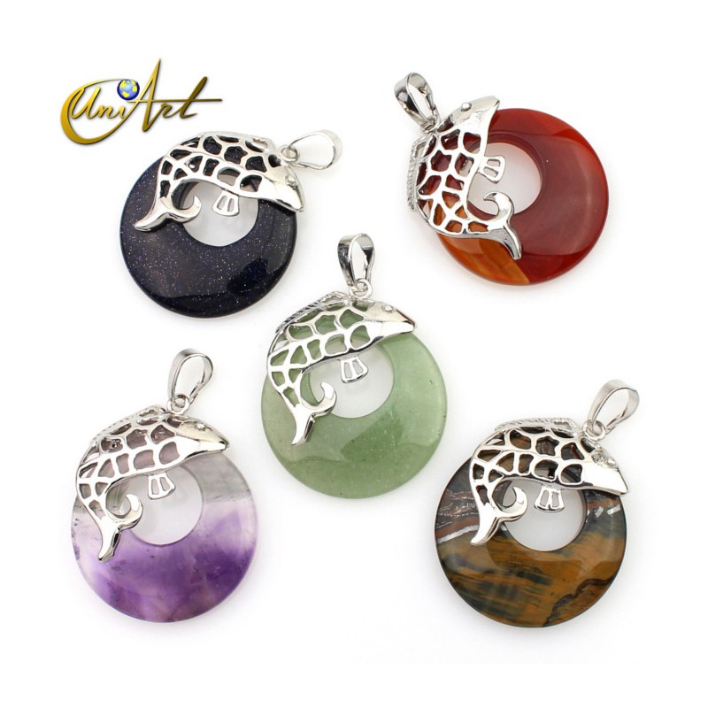 Buy Fish-shaped pendant and crystal donut