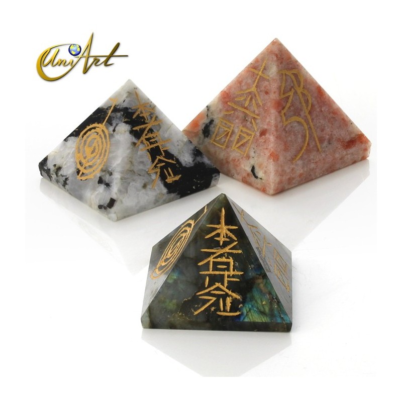 Pyramid with 4 Reiki symbols engraved